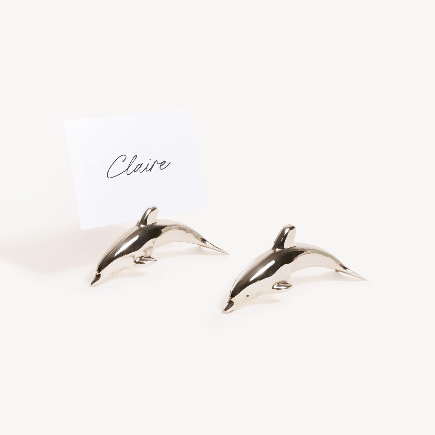 Silver-Plated Dolphin Card Holders | Set of 2 | OCTAEVO – Octaevo
